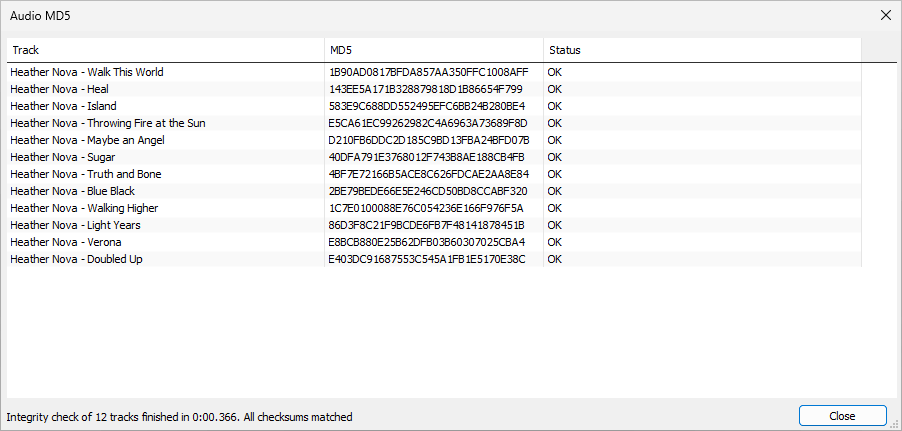 foobar2000: Components Repository - Audio MD5