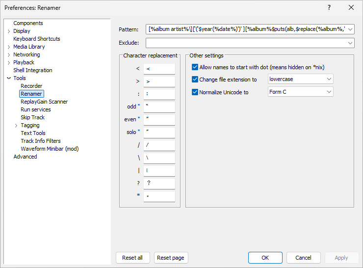 foobar2000: Components Repository - Renamer